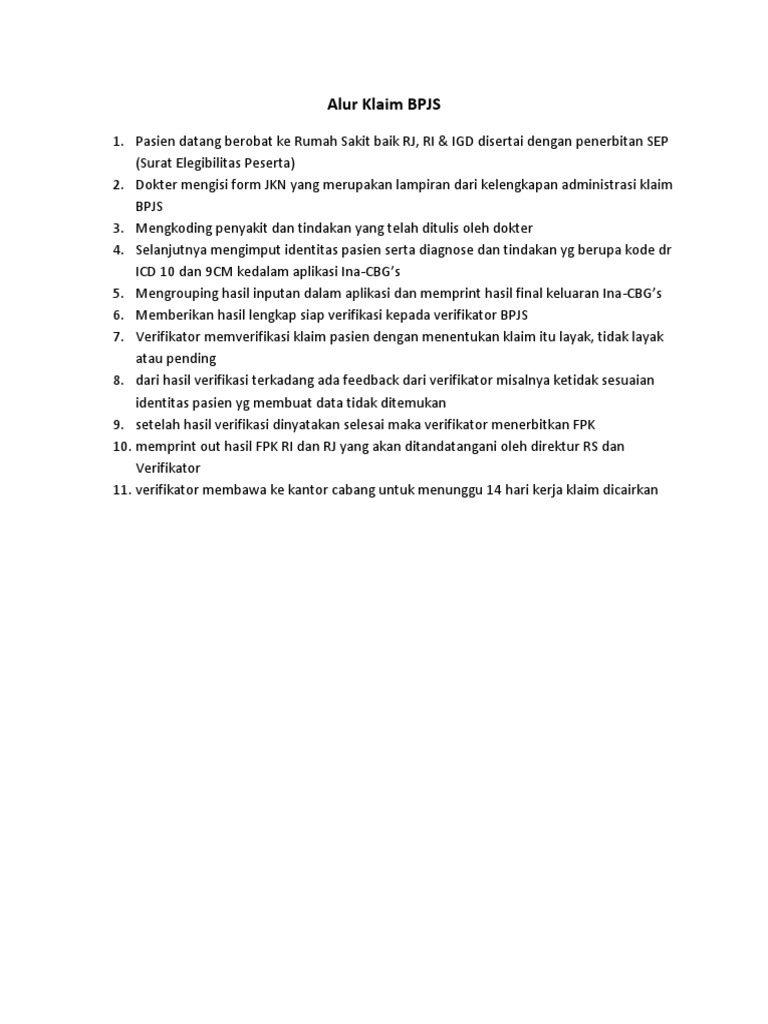 Alur Klaim Bpjs Kesehatan Di Rumah Sakit Pdf