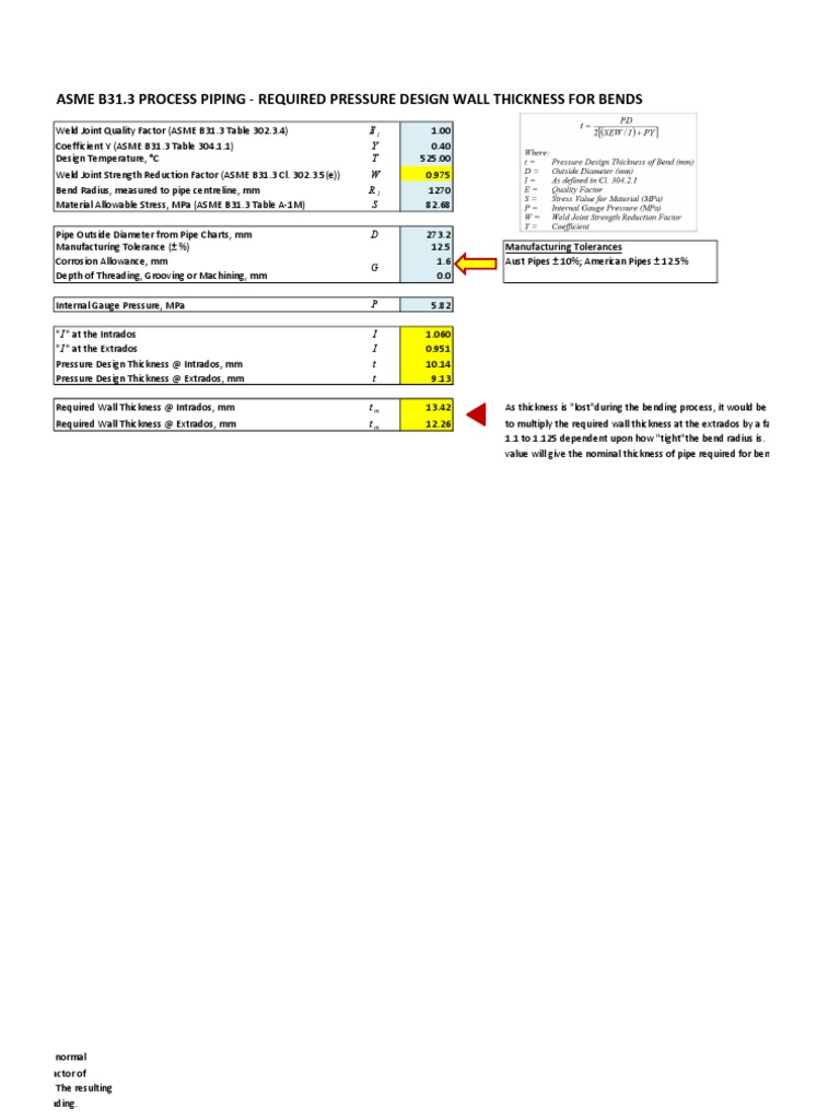 Pressure Piping Allowable Wall Thickness For Bends (ASME B31.3) | PDF | Technology & Engineering