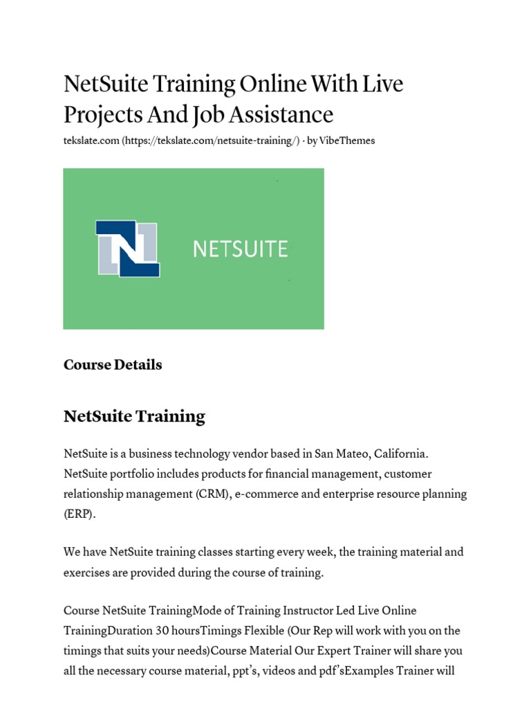 NetSuite Training | PDF | Educational Technology | Enterprise Resource ...