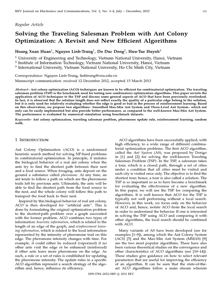 Solving The Traveling Salesman Problem With Ant Colony Optimization: A ...