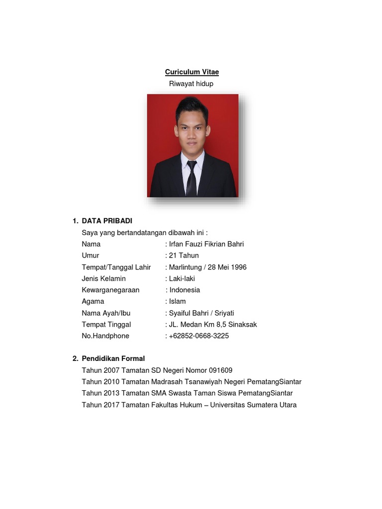 CV Jurnal Irfan | PDF