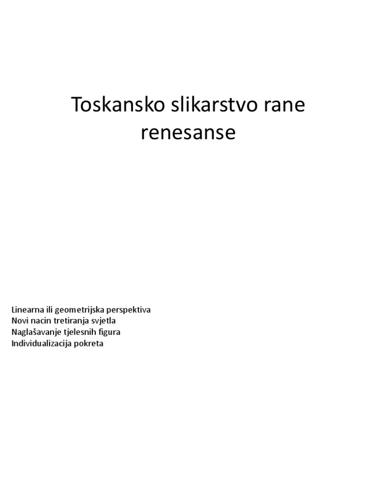 Toskansko Slikarstvo Rane Renesanse | PDF