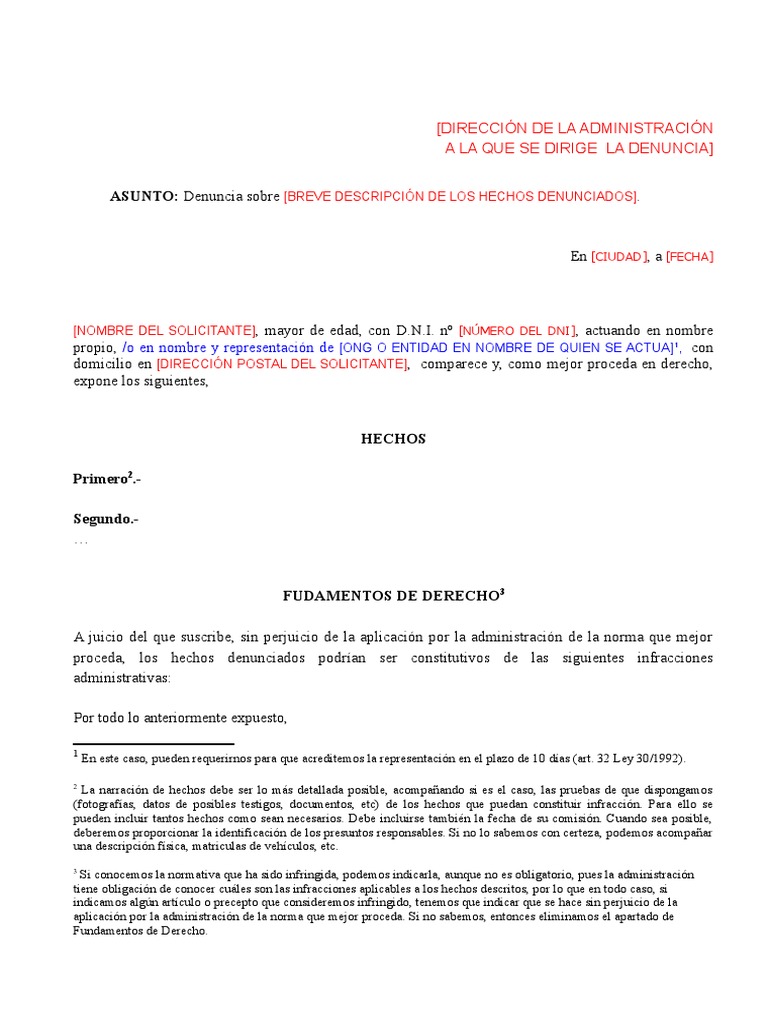 Modelo Denuncia Administrativa | Información del gobierno | Instituciones sociales