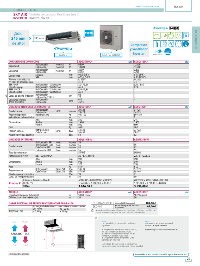 Catalogo Daikin ADEQS100C | PDF | Ingeniería electromecánica | Caldera