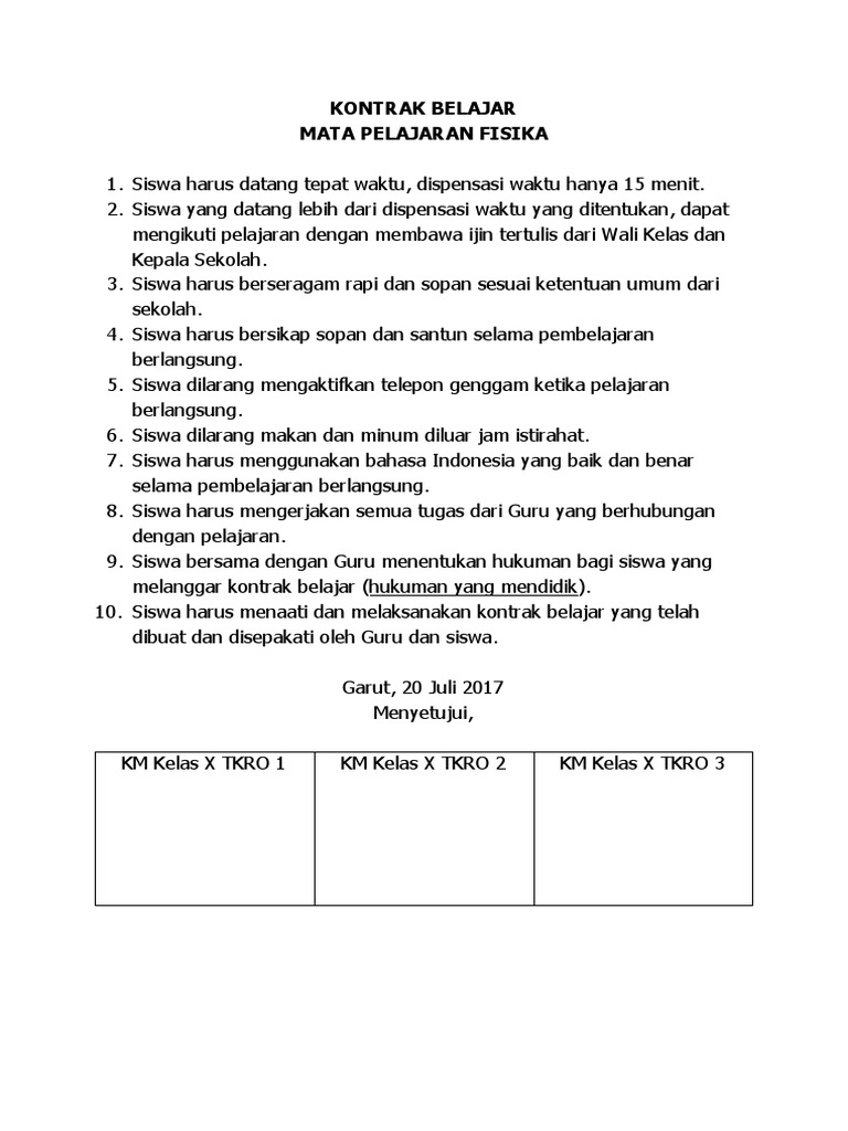 Kontrak Belajar | PDF