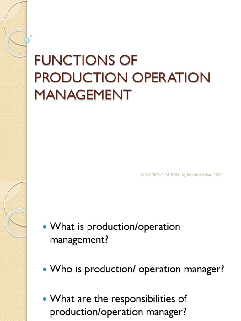 Functions of Production Operation Management | Operations Management ...