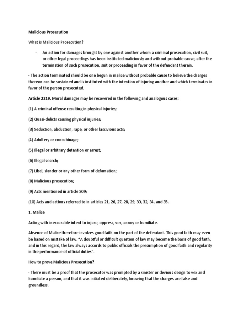 Malicious Prosecution.docx | Malicious Prosecution | Prosecutor