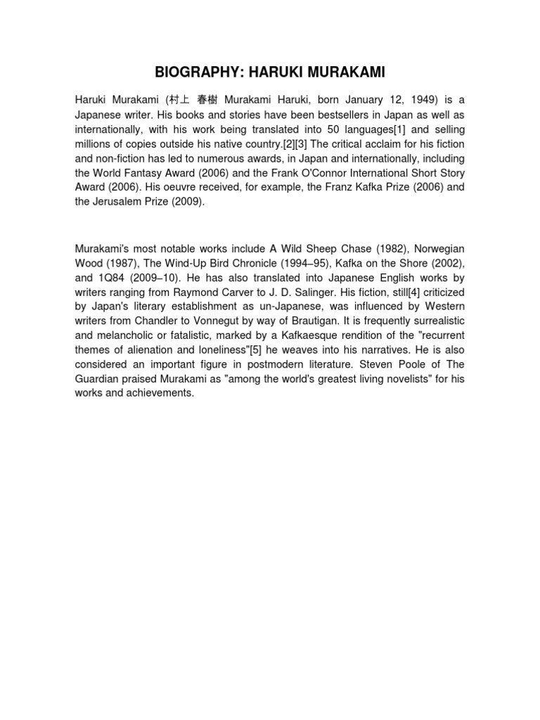 Biography Haruki Murakami Pdf