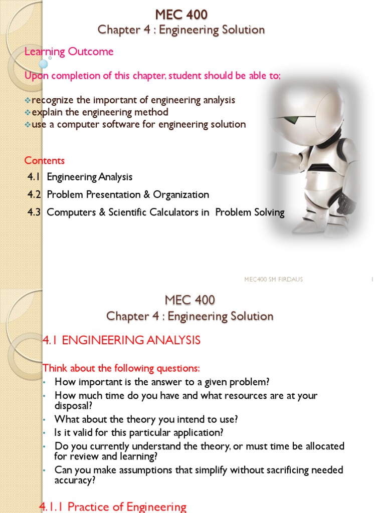 MEC 400 CHAPTER 4 (Engineering Solution) | PDF | Engineering ...