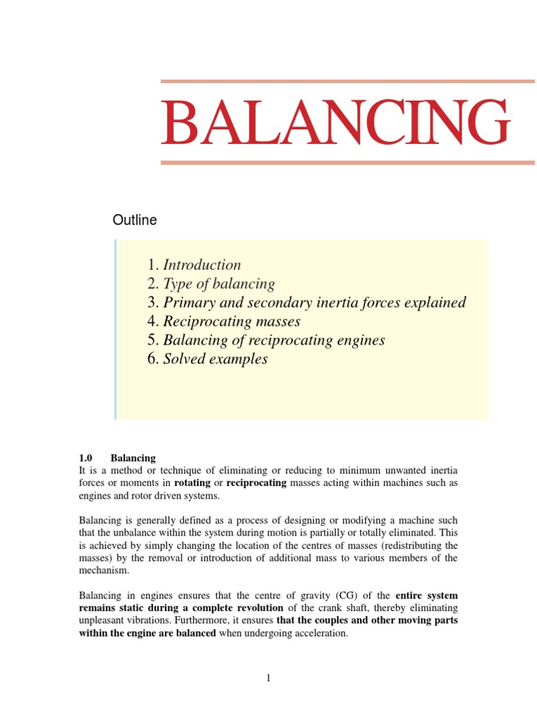 Balancing Lecture Note | Download Free PDF | Internal Combustion Engine | Rotation Around A ...