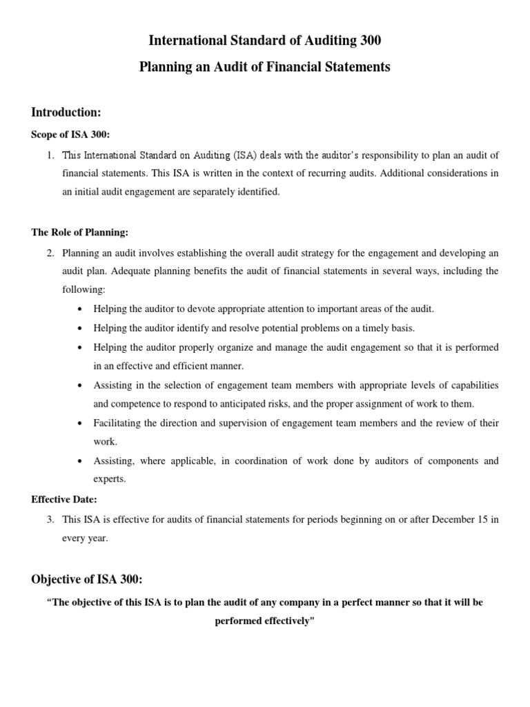 Isa 300 | PDF | Audit | Strategic Management