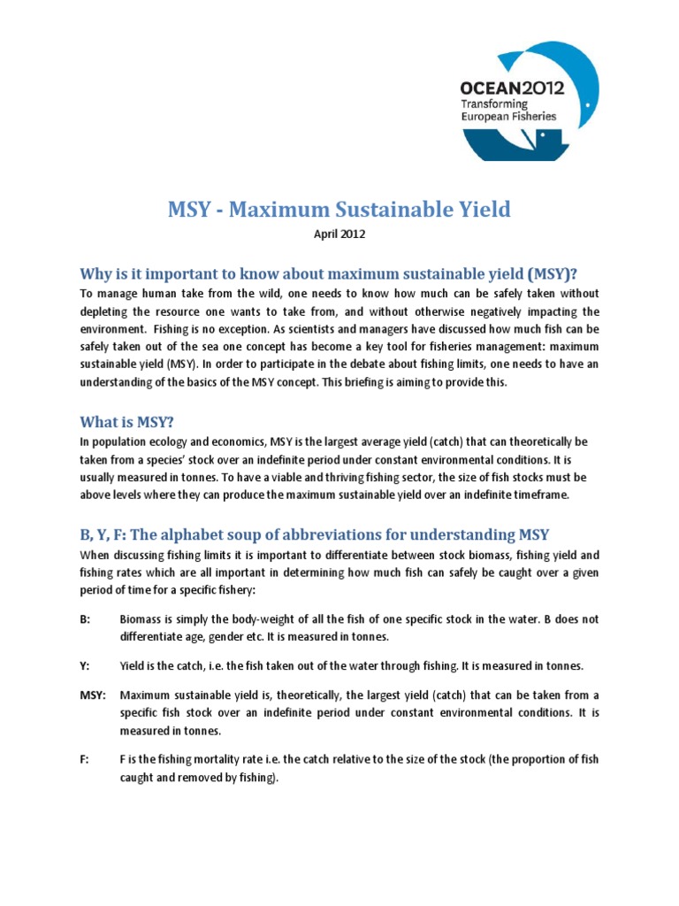 Why Is It Important To Know About Maximum Sustainable Yield (MSY) ? | PDF | Overfishing ...