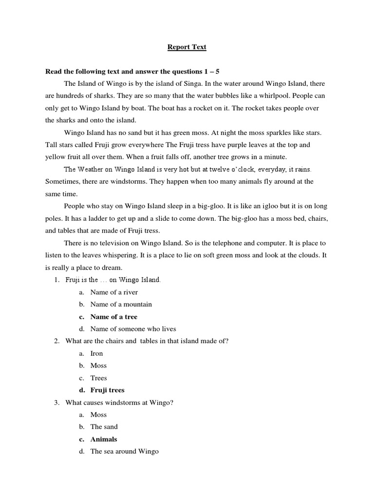 Soal Report Text Dan Artinya | PDF