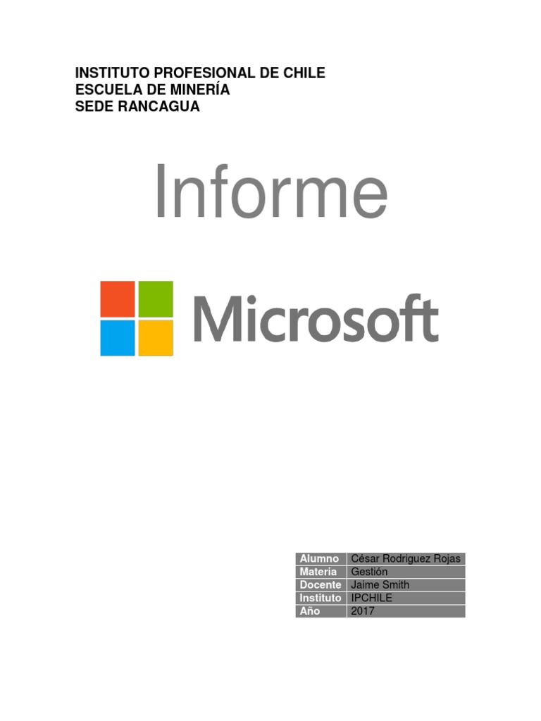 Informe Microsoft | PDF | Microsoft | Plataformas de computación