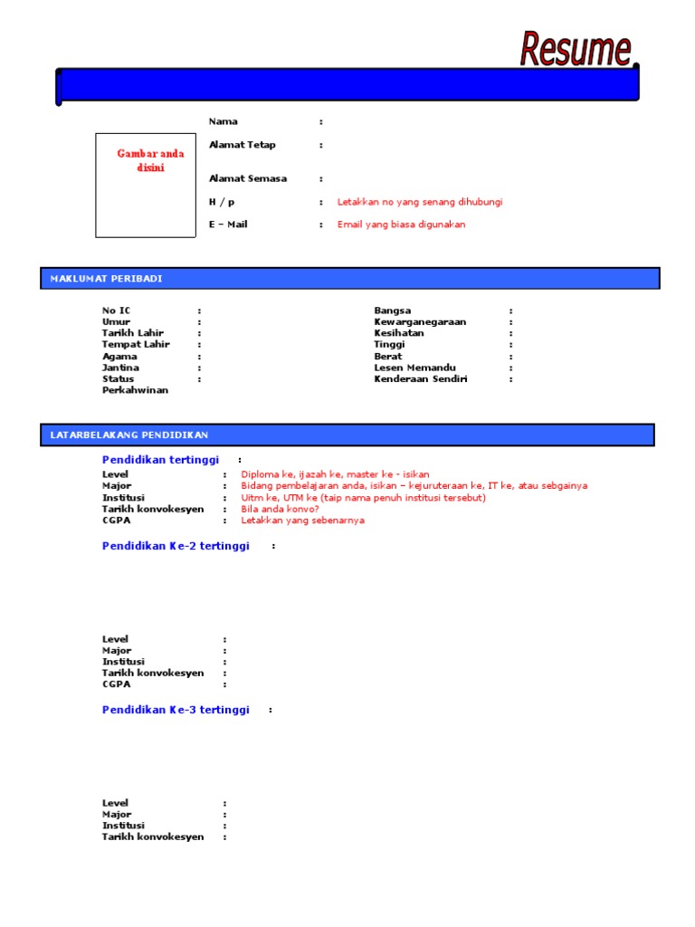 Template Resume (B.MELAYU) | PDF