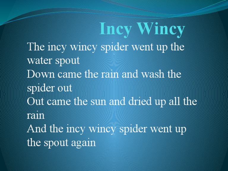 Incy Wincy Spider Nursery Rhyme | PDF