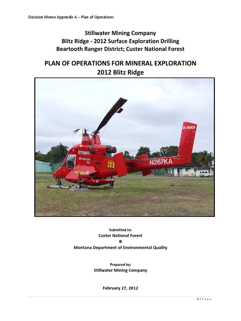 2012 Blitz Ridge Exploration Plan | PDF | Mining | Water