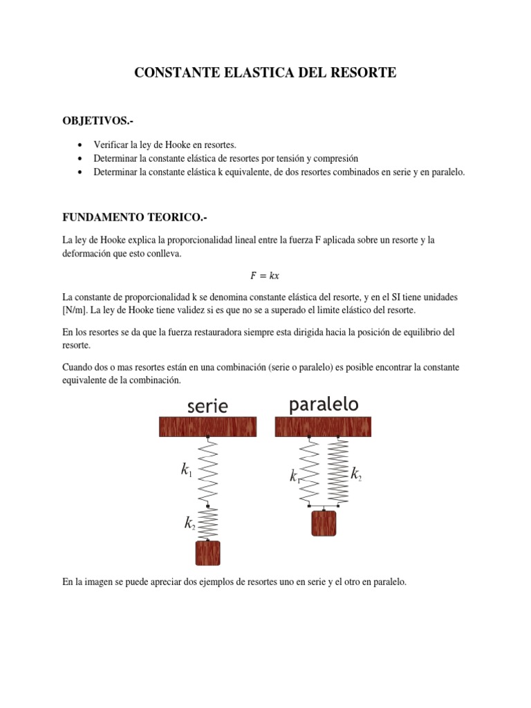 Constante Elastica Del Resorte | PDF | Elasticidad (Física ...