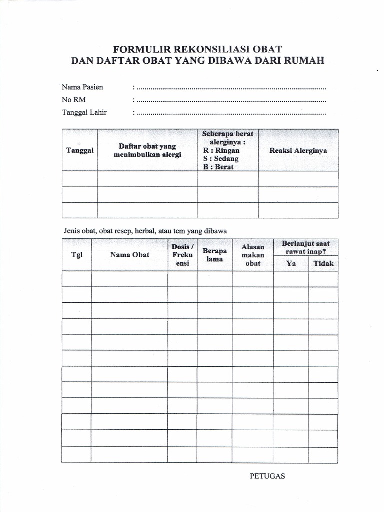 Form Rekonsiliasi Obat 56954ccf4a51f PDF | PDF