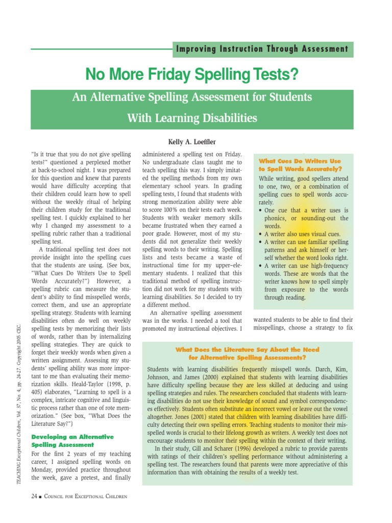 Spelling Tests Alternative With Rubric | PDF | Spelling | Rubric (Academic)