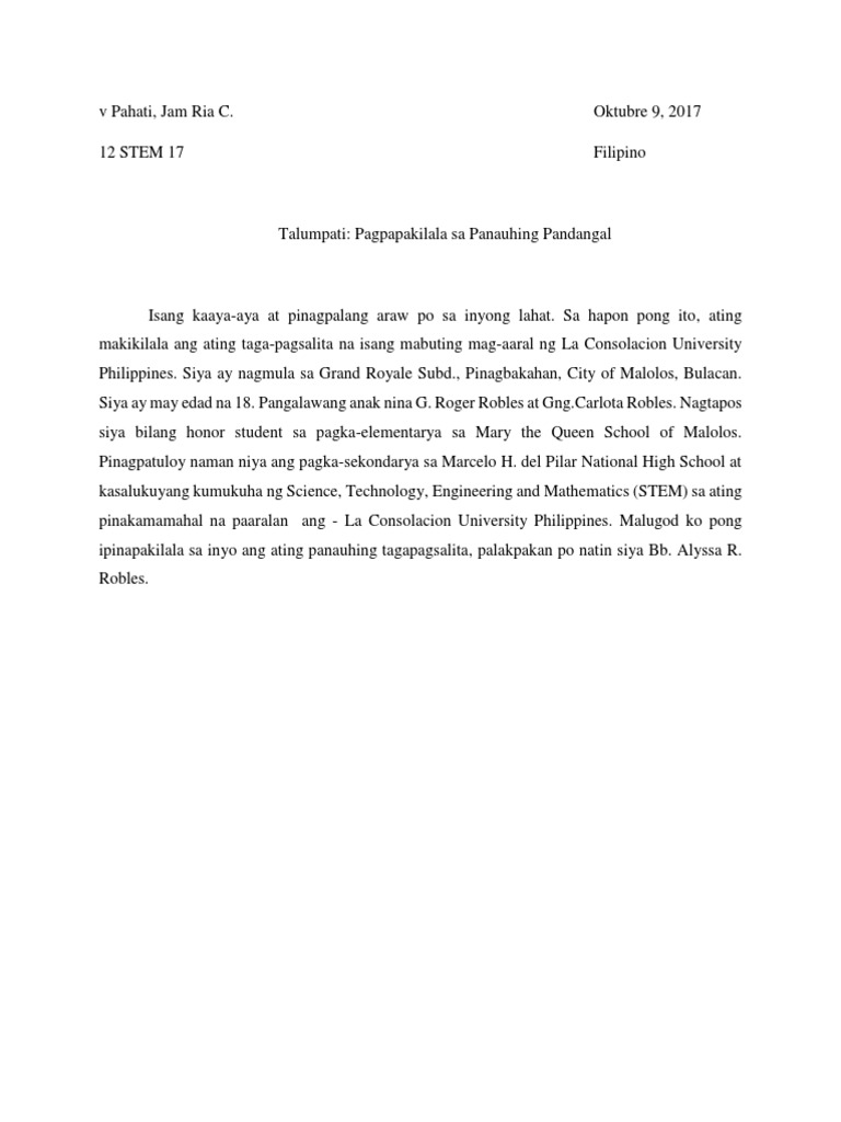 Talumpating Pagpapakilala | PDF