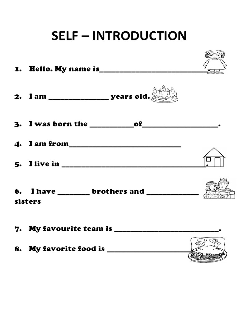 ESL Introducing Oneself Worksheet For Children | PDF