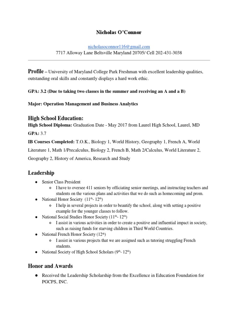 Academic Resume | PDF | Grading (Education) | Schools