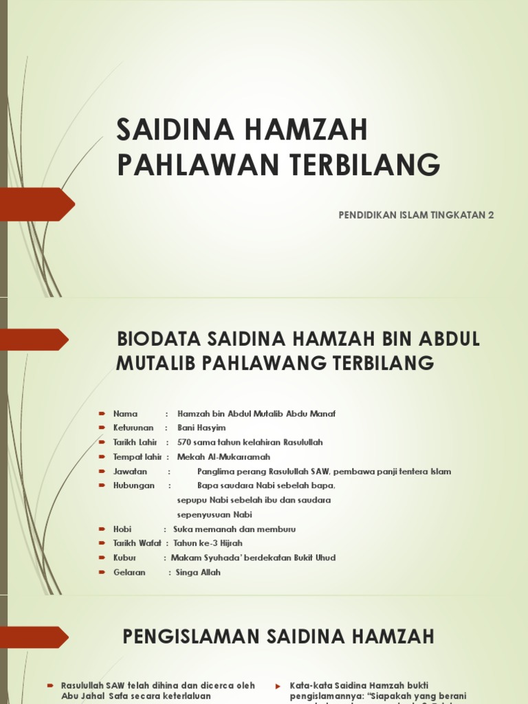 Saidina Hamzah Pahlawan Terbilang | PDF