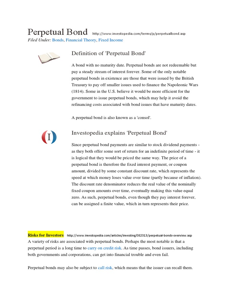 Perpetual Bond | PDF | Bonds (Finance) | Yield (Finance)