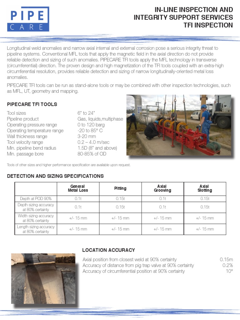 PIPECARE - TFI and UT Inspection | PDF | Pipeline Transport | Welding