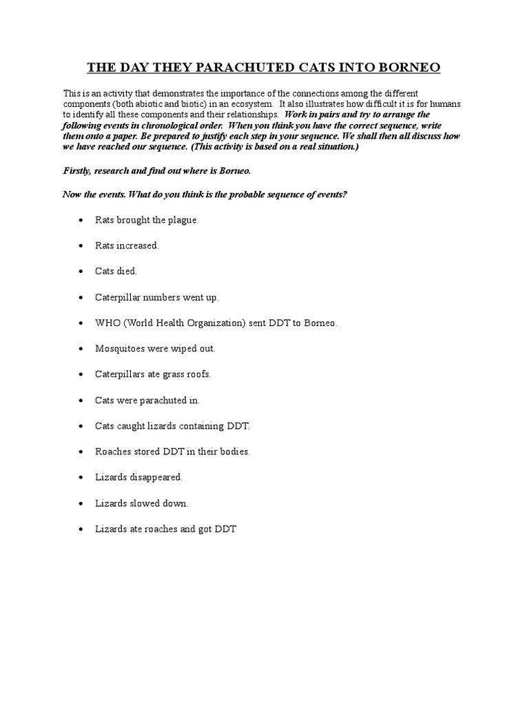 Prachuting Cats Into Borneo - Text and Answers | PDF | Ddt | Borneo