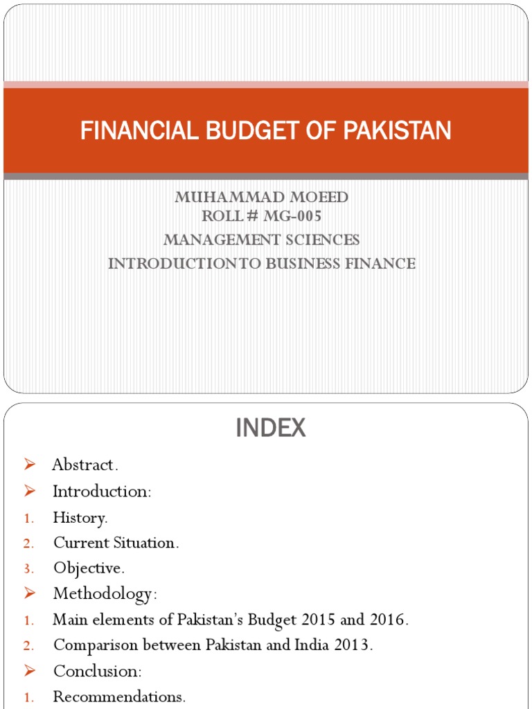 Financial Budget of Pakistan | PDF | Pakistan | Economies