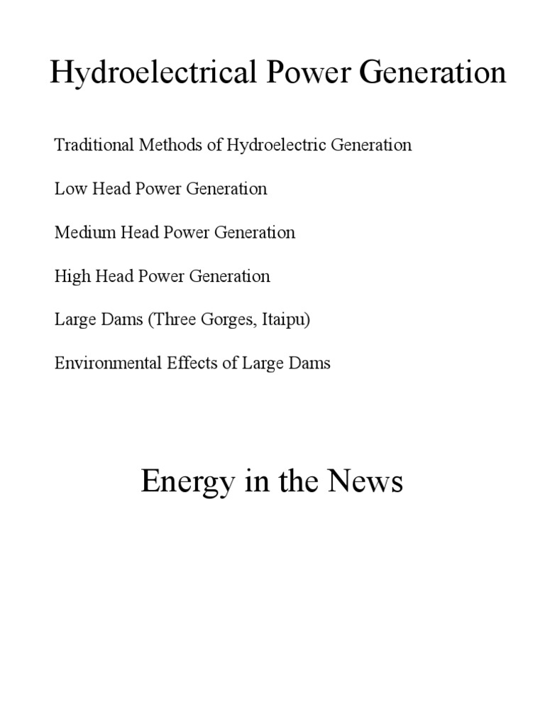 Hydroelectrical Power Generation Pdf Hydroelectricity Turbine