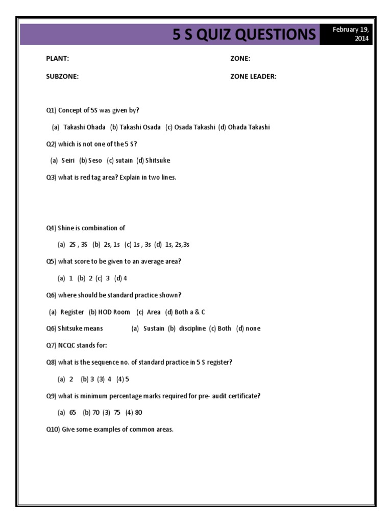 5S Quiz | PDF