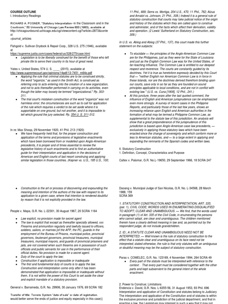 Statcon Reviewer | PDF | Statutory Interpretation | Precedent