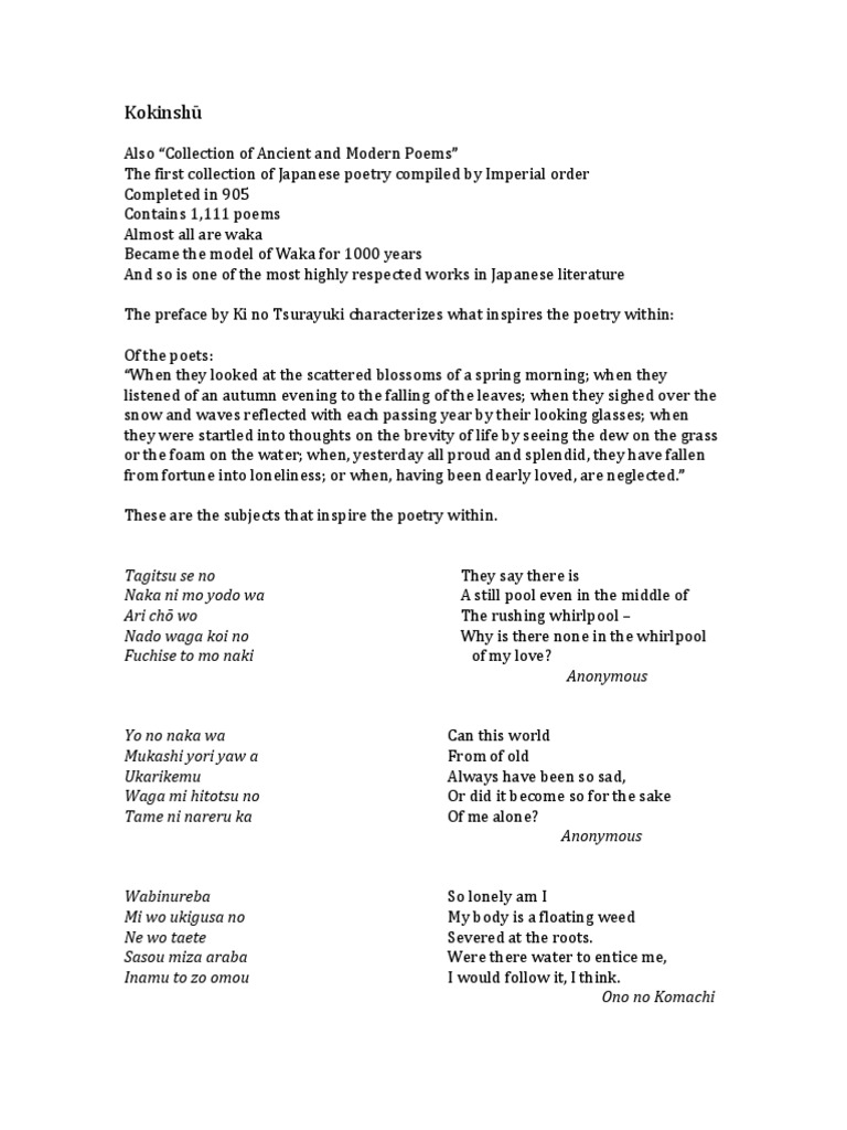 Kokinshu (Pocos Poemas) | PDF | Japanese Words And Phrases | Japanese ...