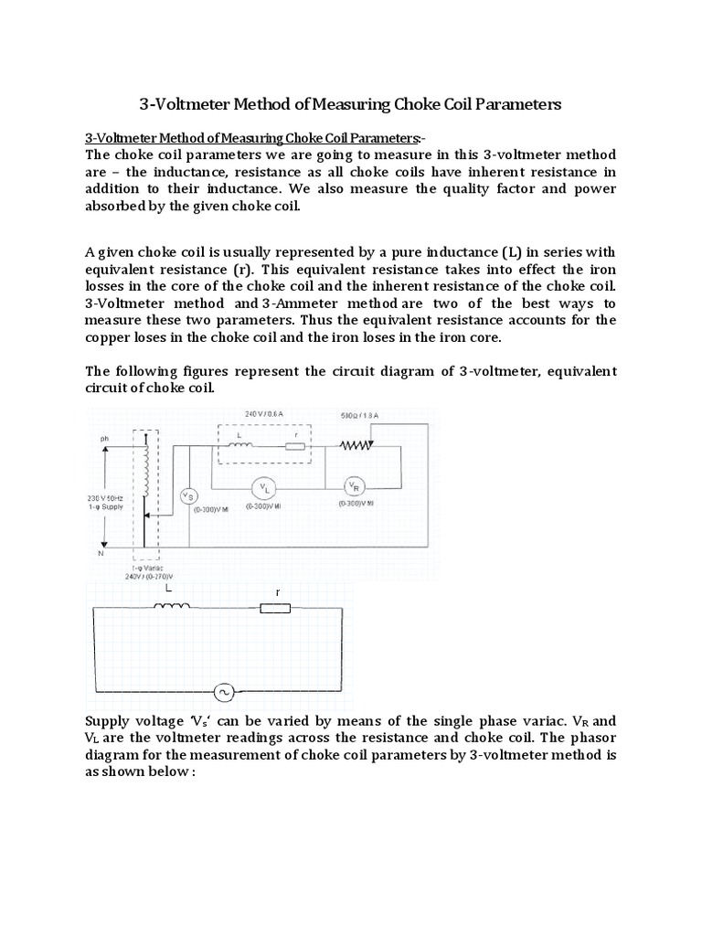 3-Voltmeter Method of Measuring Choke Coil Parameters | PDF | Inductor ...