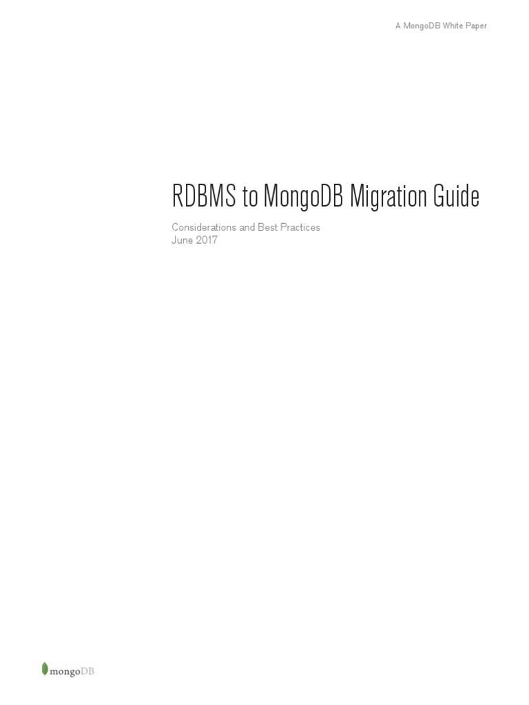 Rdbms To Mongodb Migration Pdf Mongo Db Database Index