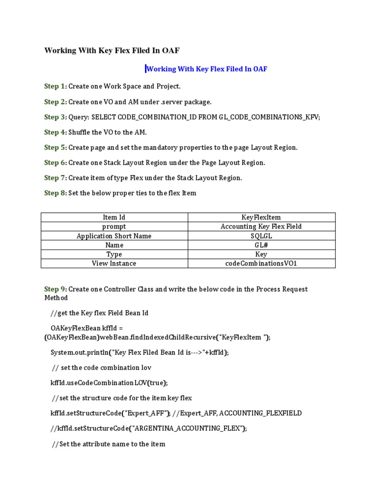 Key Flex Field Setup in OAF Guide | PDF | Computing | Software