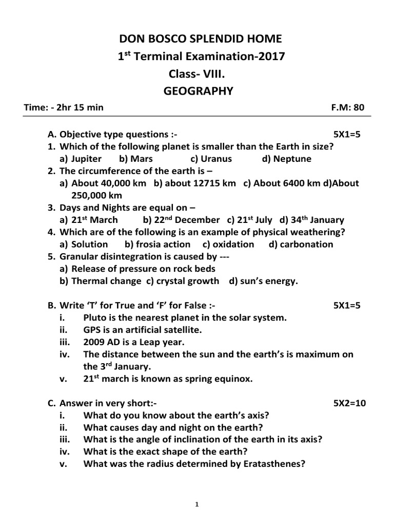 Class8 Geography | PDF | Earth | Planets