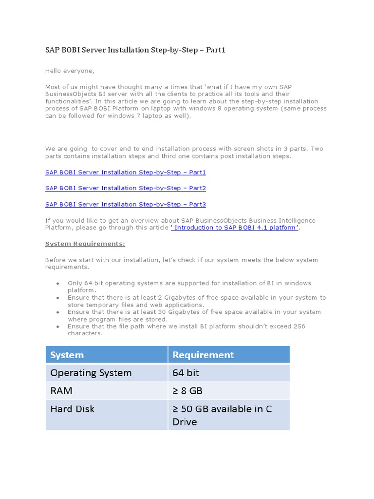 A Guide to Installing SAP BOBI Server on Windows: An Overview of the ...