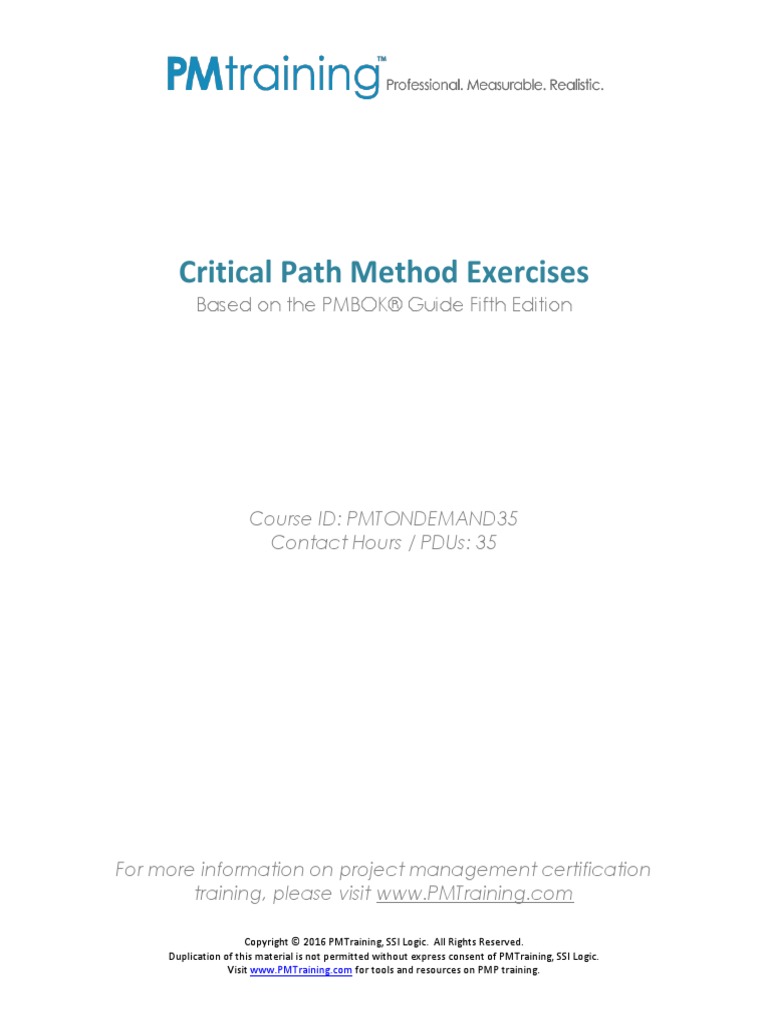 The Critical Path Method With Example Pmp Notes