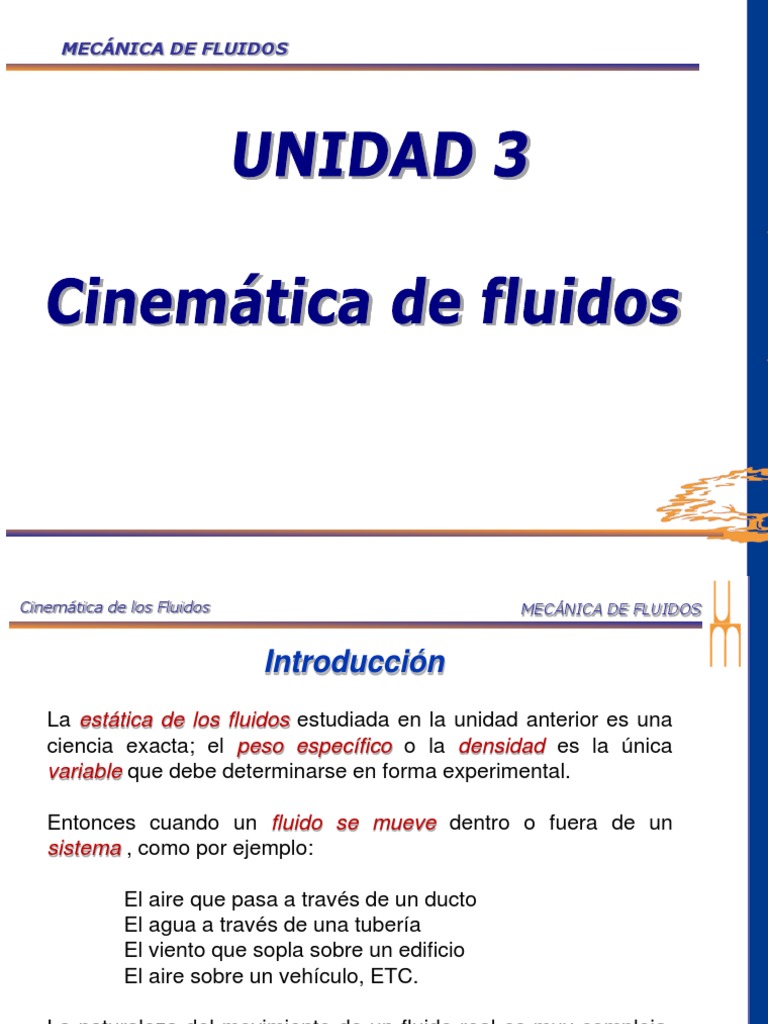 Unidad 3 Cinematica de Los Fluidos | PDF | Cinemática | Mecánica de fluidos