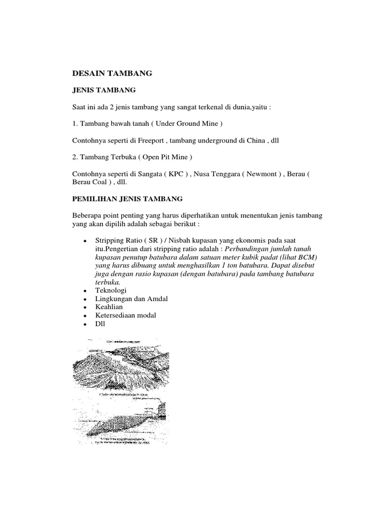 Desain dan Metode Tambang Batubara | PDF
