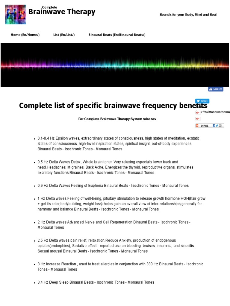List of Specific Brainwave Frequency Benefits | Pitch (Music) | Chakra
