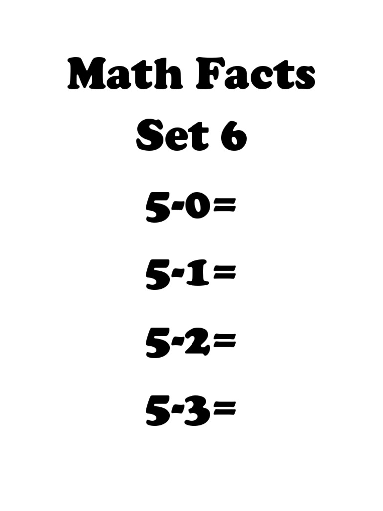 Math Facts Set 6 For Board | PDF