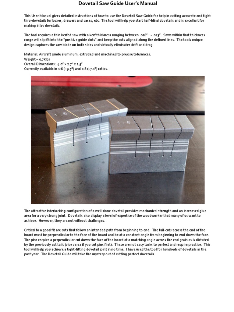 Dovetail Guide User Manual | Crafts | Industries