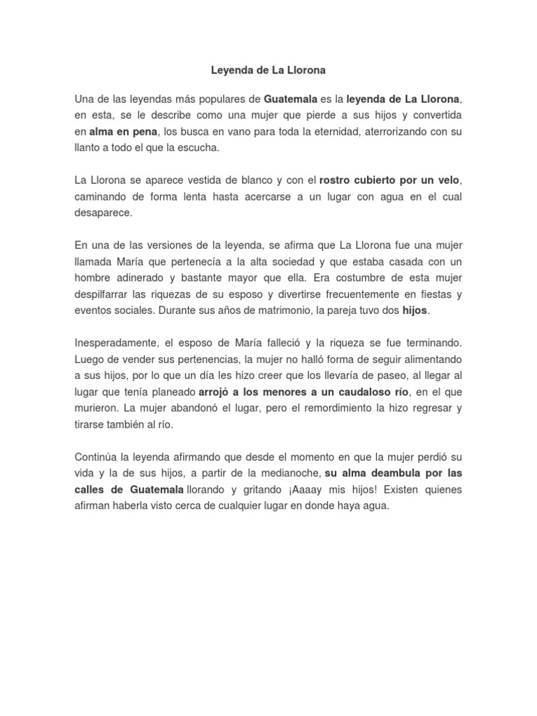 Leyenda de La Llorona | PDF