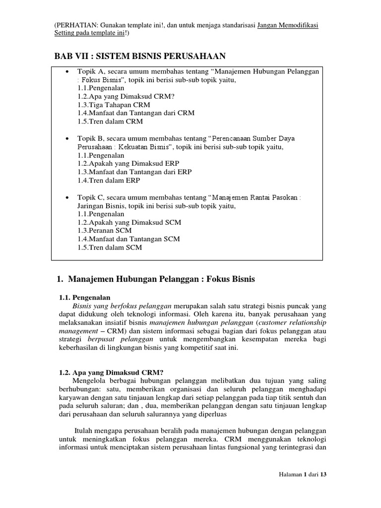 Materi SIM BAB VII: Sistem Bisnis Perusahaan | PDF