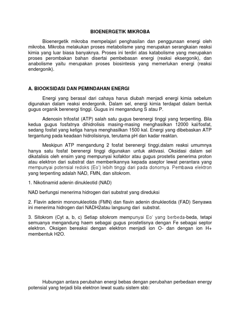 Bioenergetik Mikroba | PDF